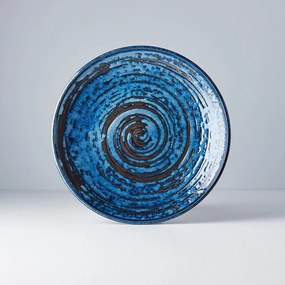 Modrý keramický talíř MIJ Copper Swirl, ø 25 cm