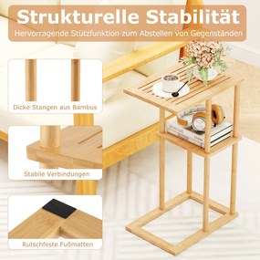 Costway Sada 2 odkládacích stolků, úzké noční stolky, obdélníkové rozkládací