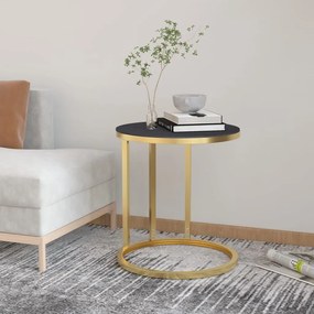 Odkládací stolek zlatý a černý 45 cm tvrzené sklo 331662