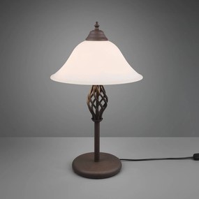 Stolní lampa Rustica s lankovým vypínačem, rezavá