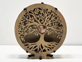 Li-Go "Strom života s achátovým srdcem" dřevěná lampa s dvojitým podsvícením  20x22 cm/dub provedení povrchu: jedle