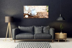 akrylový obraz Hrnek Káva Zrnka Kuchyně 100x50 cm