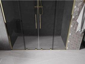 Mexen Velar Duo, posuvné sprchové dveře do otvoru 200 cm, 8mm šedé sklo, zlatá lesklá, 871-200-000-42-50