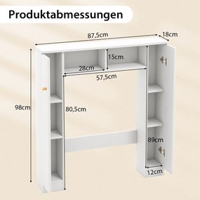 Costway WC skříňka se 2 otevřenými přihrádkami a 4 nastavitelnými policemi