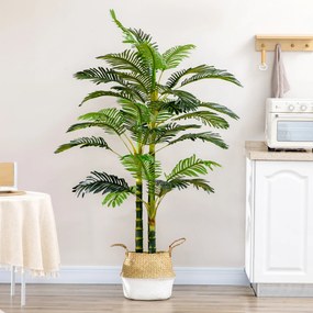 Umělá palma HOMCOM 190 cm, umělá rostlina v květináči, plastová umělá palma, dekorativní umělá rostlina do obývacího pokoje, ložnice, kanceláře nebo …