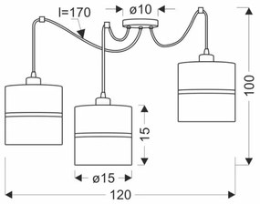 Lustr na lanku ASSAM 3xE27/60W/230V černá