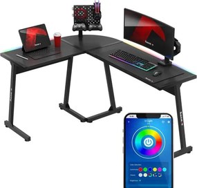 Stůl herní HUZARO Hero 6.0 RGB Black Corner 147cm