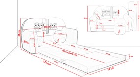 Dětská rozkládací pohovka + taburet Princezna růžová
