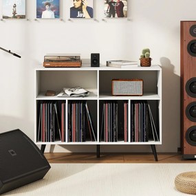 Costway 3patrový stojan na gramofon s vinylovými úložnými policemi