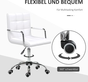 Kancelářská židle HOMCOM výškově nastavitelná 84-99H cm ergonomická otočná židle manažerská židle pro kancelář a domácí kancelář PU bílá | Aosom.de