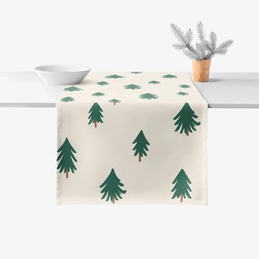Goldea běhoun na stůl z pevné bavlny - stromečky na režném 50x160 cm