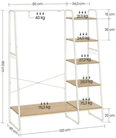 Stojanový věšák LINEA bílá/hnědá