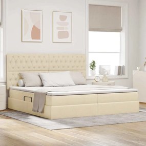 Postel s úložným prostorem a matrací Krémová 200 x 200 cm 3371869