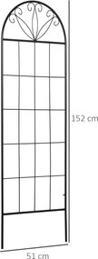 Sada 2 kovových zahradních treláží Outsunny pro popínavé rostliny - 51 x 152 cm černé