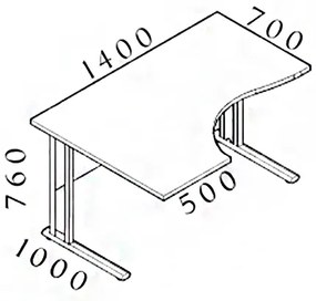 Ergonomický stůl Visio 140 x 100 cm, levý, buk