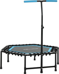 SPORTNOW Fitness Trampolina 114x114x132 cm S elastickým skákacím povrchem a nastavitelným 3-úrovňovým madlem, ocelový rám pro trénink nohou a těla do…