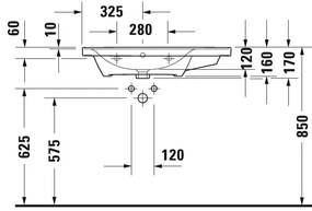 Duravit D-Neo - Umyvadlo do nábytku asymetrické 800 x 480 mm, umyvadlo vlevo, bez plochy pro armaturu, bílá 2369800060