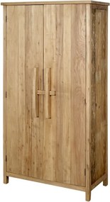 Přírodní dřevěná skříň se 2 dvířky a policemi Chennia - 80*40*155 cm