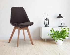 Konferenční židle Borneo V2 přírodní konstrukce látka – tmavě šedá