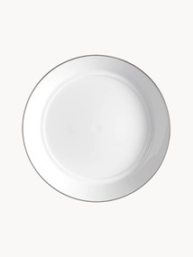 Sada ručně vyrobených talířů na těstoviny z porcelánu's ručně malovaným platinovým okrajem Vitruv, 2 díly