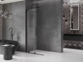 Mexen Velar L, posuvná sprchová zástěna Walk-in 90 x 200 cm, 8mm čiré sklo, černá matná, 871-090-003-03-70