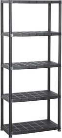 Úložný regál 5patrový černý 71 x 38 x 170 cm plast 147684
