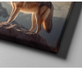 Obraz na plátně - Vlk na skále FeelHappy.cz Velikost obrazu: 90 x 60 cm