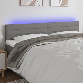 Čelo postele s LED tmavě šedé 160x5x78/88 cm textil 3121759