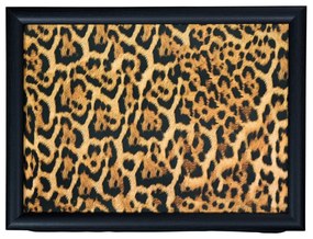 Podnos na nohy Leopard v černém rámu - 43*33*7cm