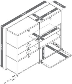 Tchibo - Kovová komoda »Cn3« se 4 výklopnými dvířky - barva: černá