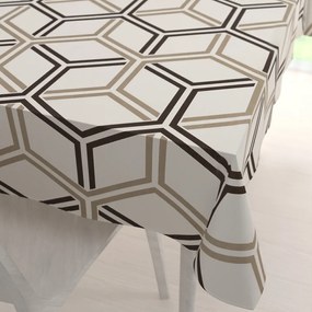 Biante Bavlněný obdélníkový ubrus Sandra SA-558 Hnědé hexagony na krémovém 50x100 cm