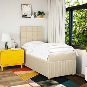 Box spring postel s matrací krémová 90x200 cm textil 3291944