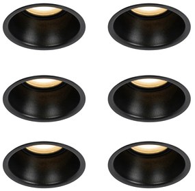 Sada 6 vestavných bodových svítidel černých GU10 50 mm IP44 - Dept