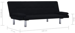 vidaXL 282189 Marketos Sofa Bed with Two Pillows Black Polyester
