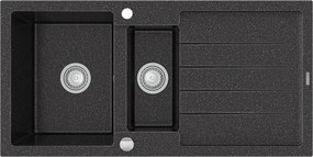 Granitový dřez MEXEN ANDRES 100 x 50 cm černý-skvrnitý