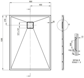 Deante Correo, obdélníková granitová sprchová vanička 120x90x3,5 cm, béžová, DEA-KQR_543B