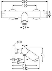 Mexen Tord Podomítkový vanový a sprchový set s dešťovou sprchou a termostatickou vanovou baterií Kai, Chromovaná - 77300200-00