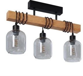 BRILAGI - Přisazený lustr WOOD GLASS 3xE27/60W/230V borovice/černá/kouř šedá