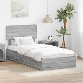 Postel s úložným prostorem se zásuvkou Šedá Sonoma 90 x 190 cm 3412323