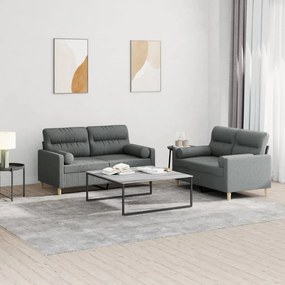 2dílná sedací souprava s polštáři tmavě šedá textil 3201585