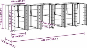 vidaXL Úložný box na 3 popelnice Antracit 340 x 77,5 x 115,5 cm Ocel [3394782]