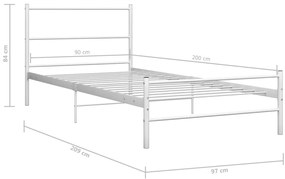 vidaXL Marketos Rám postele bílý kov 90 x 200 cm