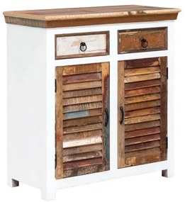 furniture-nabytek.cz - Masivní 2-dveřová komoda Perano z recyklovaného tvrdého dřeva, lakovaná, bílá/barevná – 90×42×95 cm