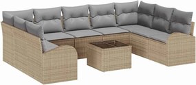 Sada zahradních pohovek 10 ks Beige a světle šedá polyratan 3354879