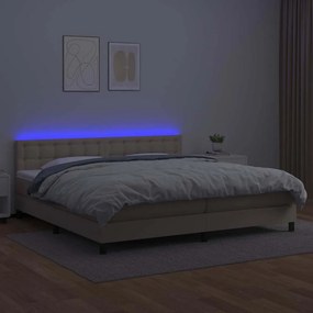 Box spring postel matrace a LED cappuccino 200x200cm umělá kůže 3134248