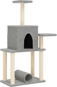 Škrabadlo pro kočky se sisalovými sloupky světle šedé 122 cm 172089