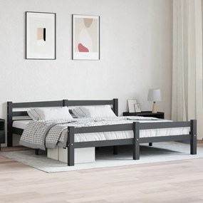 Rám postele tmavě šedý masivní borové dřevo 180 x 200 cm - Default Title