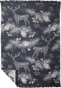 Šedý oboustranný pléd s jeleny v lese Forest Deer XL – 150*200*3 cm