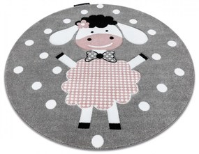 Dětský kulatý koberec PETIT Ovečka šedý Rozměr: průměr 140 cm