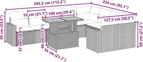 10dílná zahradní sedací souprava s poduškami černá polyratan 3271468